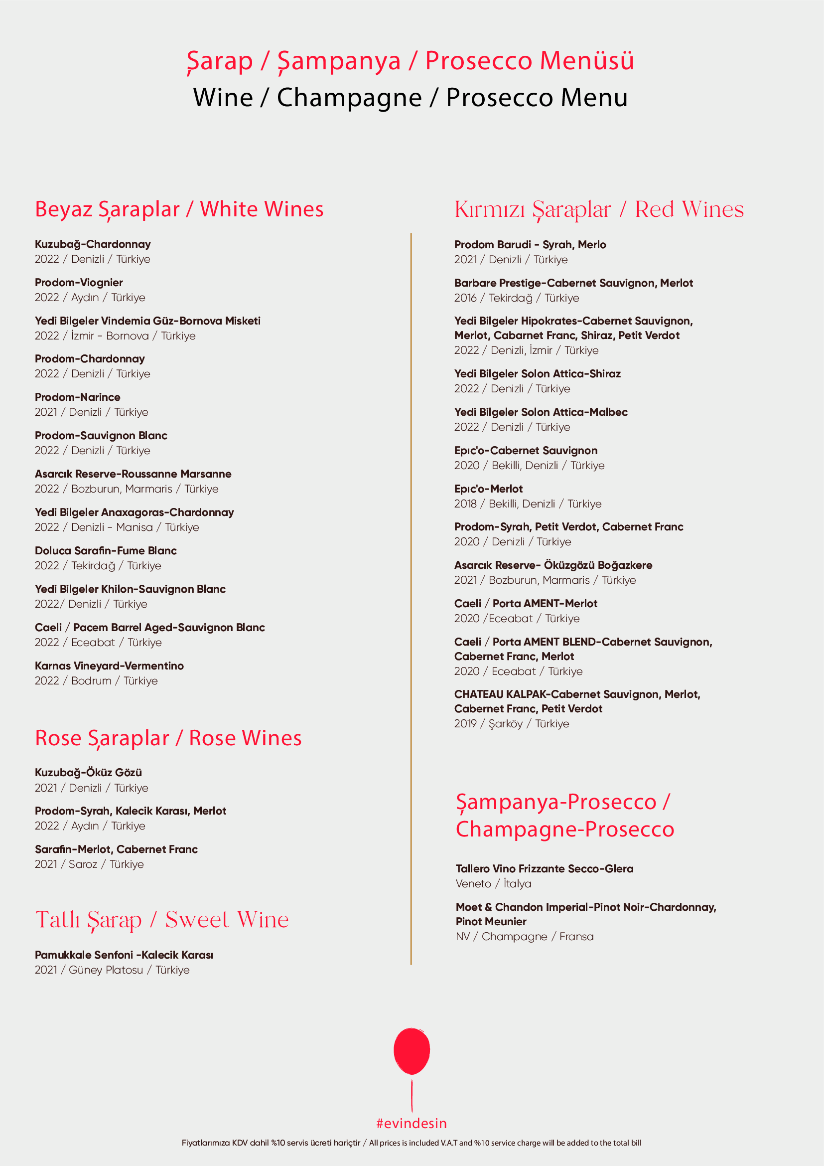 Menü - The Red Balloon Restaurant