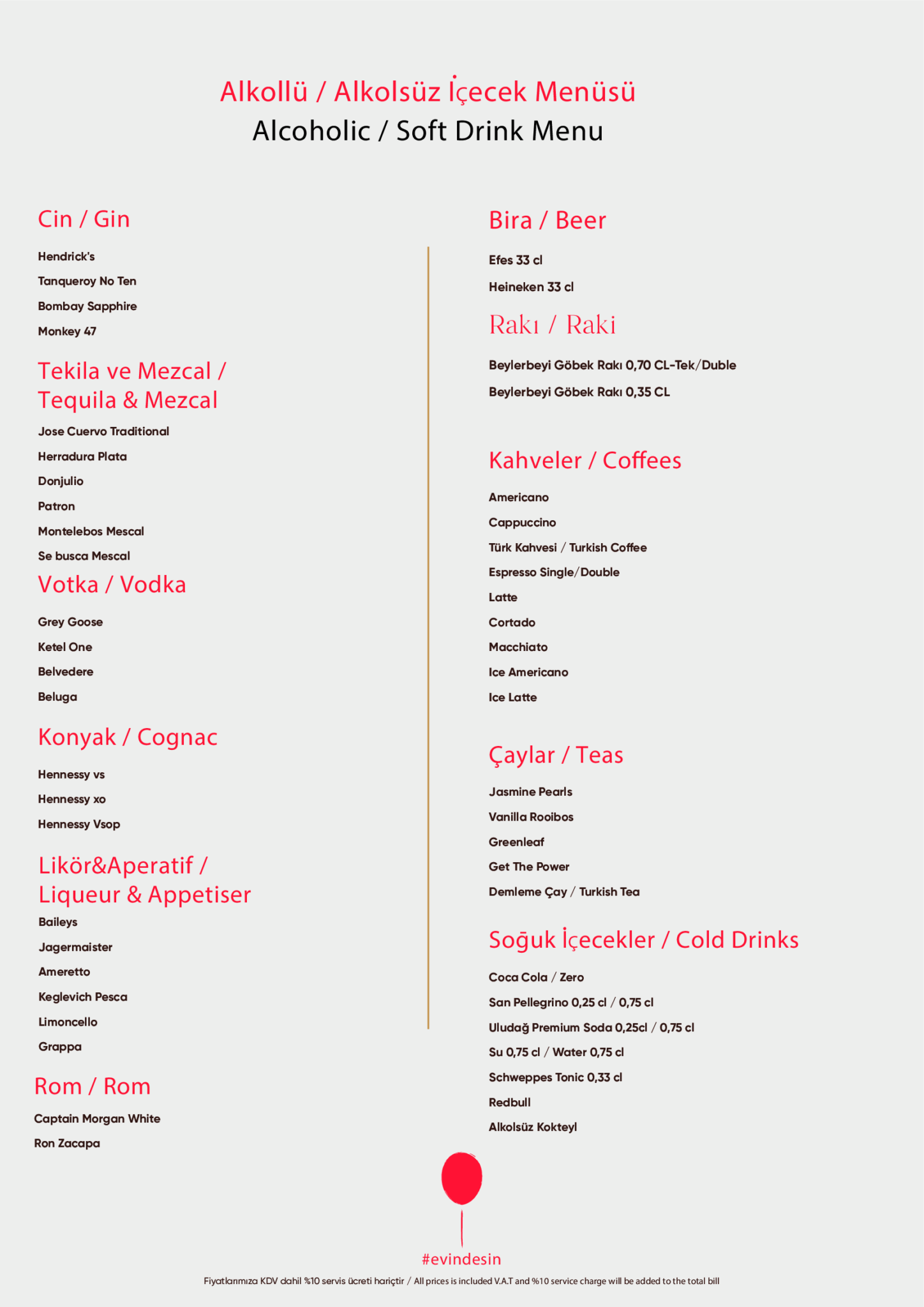 Menü - The Red Balloon Restaurant