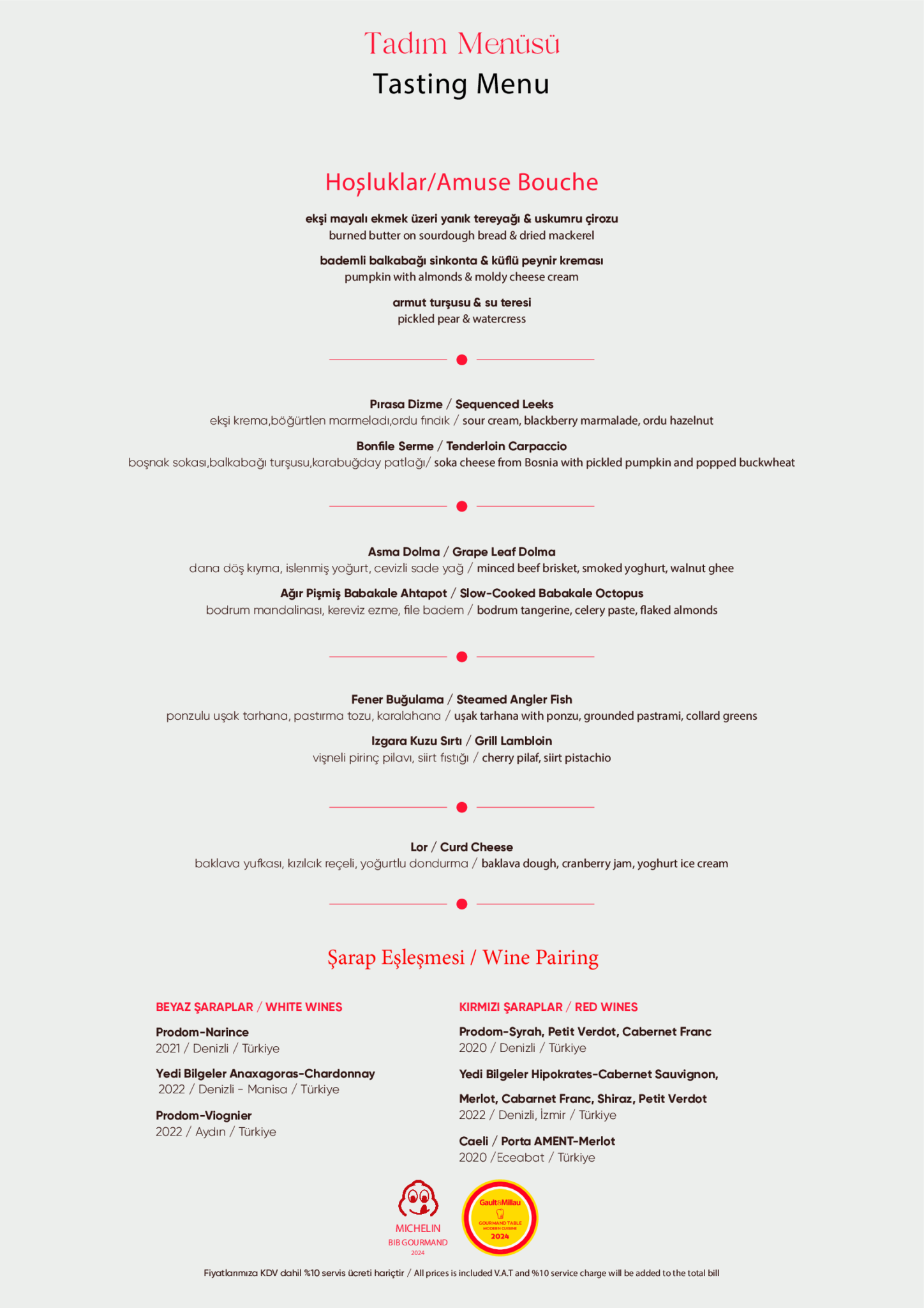 Menü - The Red Balloon Restaurant